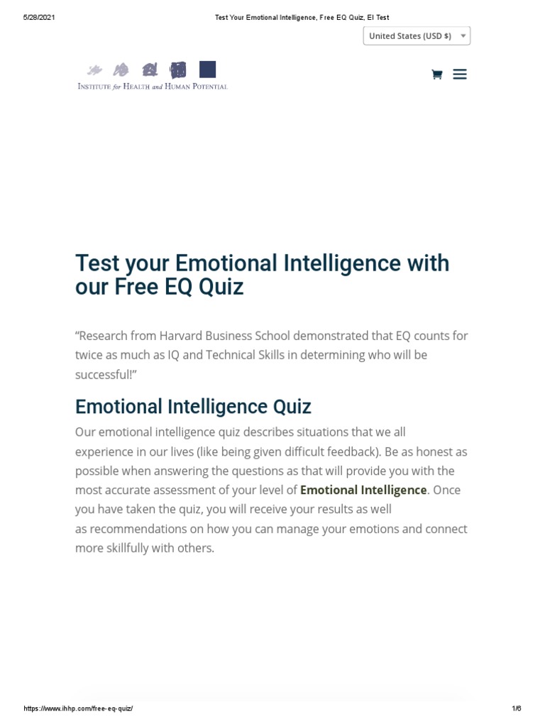 Test Your Emotional Intelligence Free Eq Quiz Ei Test | PDF | Emotional ...