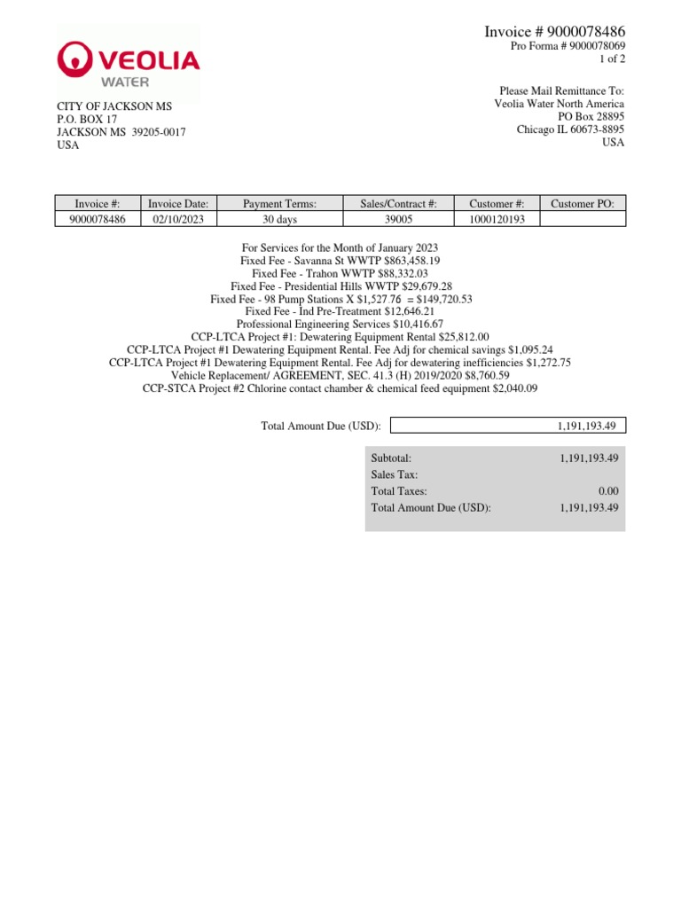 Veolia February Invoice | PDF | Invoice | Pro Forma