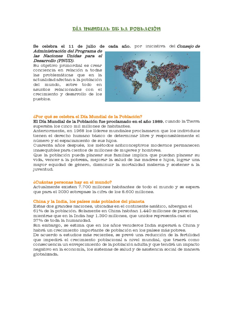 Día Mundial de La Población | PDF