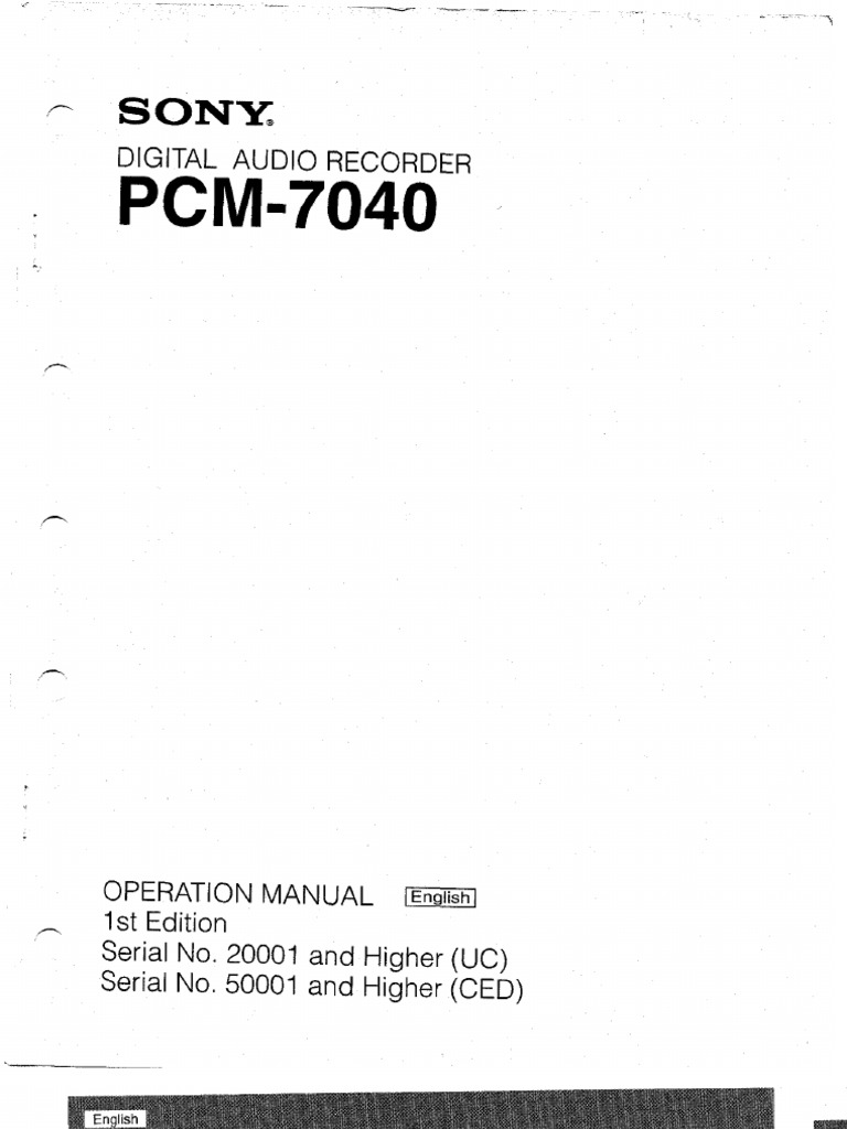 Sony PCM-7040 1st Ed | PDF | Compact Cassette | Sampling (Signal ...