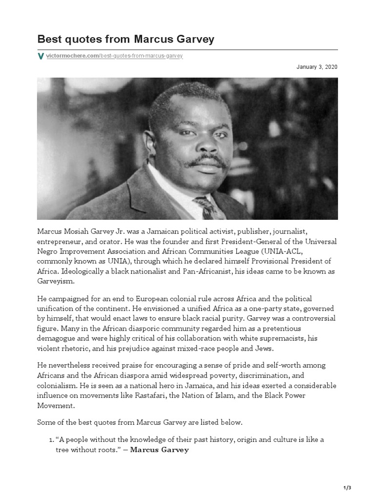 The Best Quotes from Marcus Garvey on Black Pride, Self-Determination ...