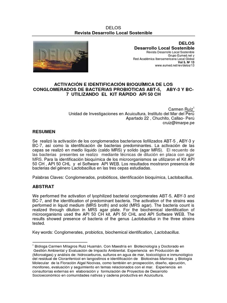 Activación e Identificación Bioquímica de Los Conglomerados de ...