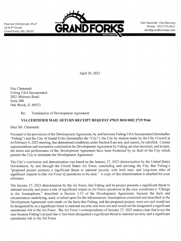 Letter To Eric Chutorash | PDF