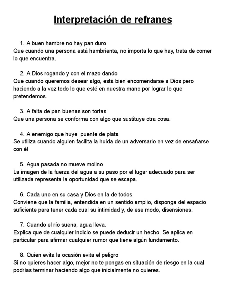 Interpretación de Refranes | PDF