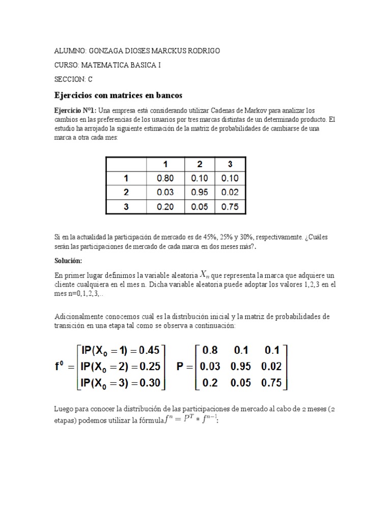 Ejercicios Con Matrices en Bancos | PDF Ejercicios Con Matrices en Bancos | PDF