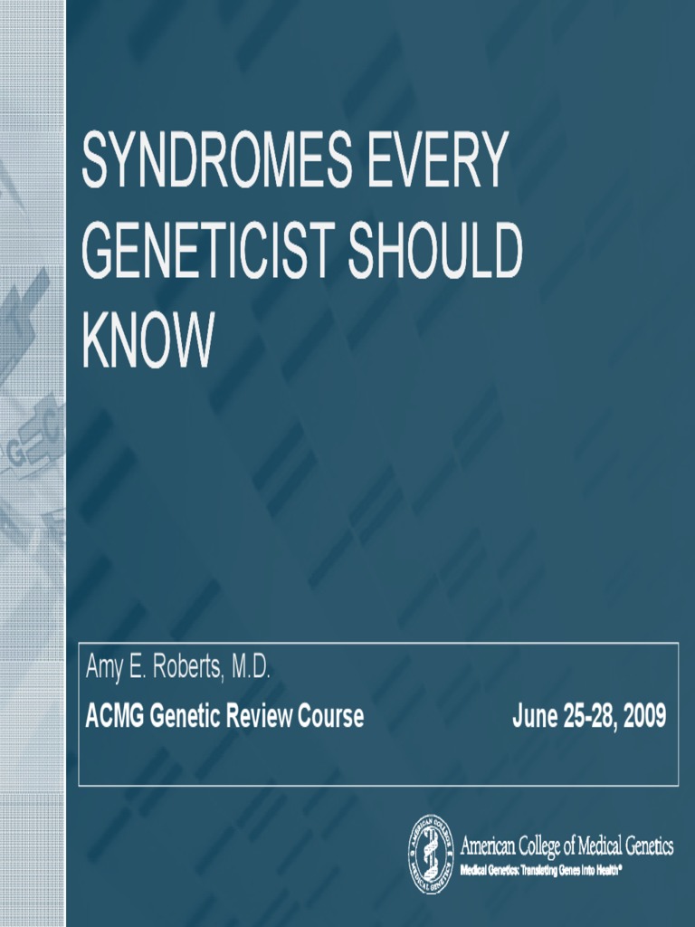 100 Syndromes Every Geneticist Should Know | PDF