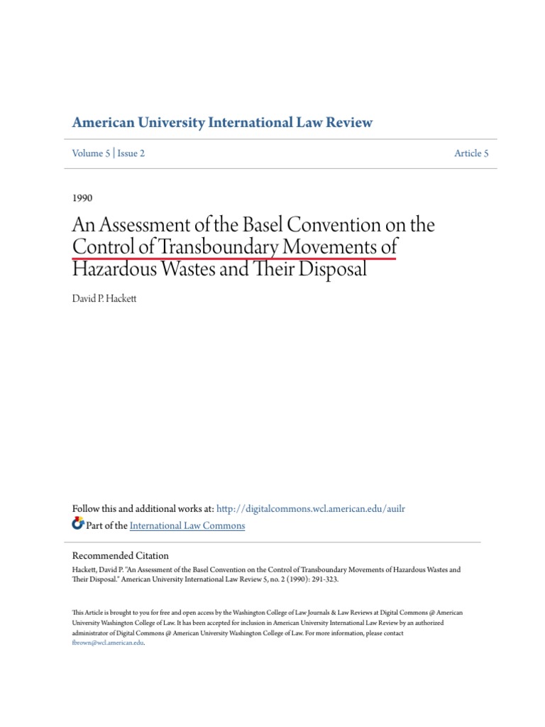 An Assessment of The Basel Convention On The Control of Transboundary ...