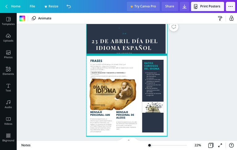 23 de Abril Día Del Idioma Español: Print Posters Animate | PDF ...