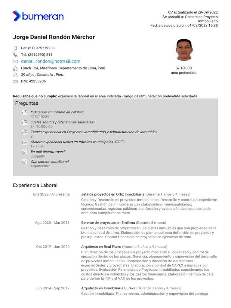 Jorge Daniel Rondón Mérchor: Preguntas | PDF | Presupuesto | Planificación