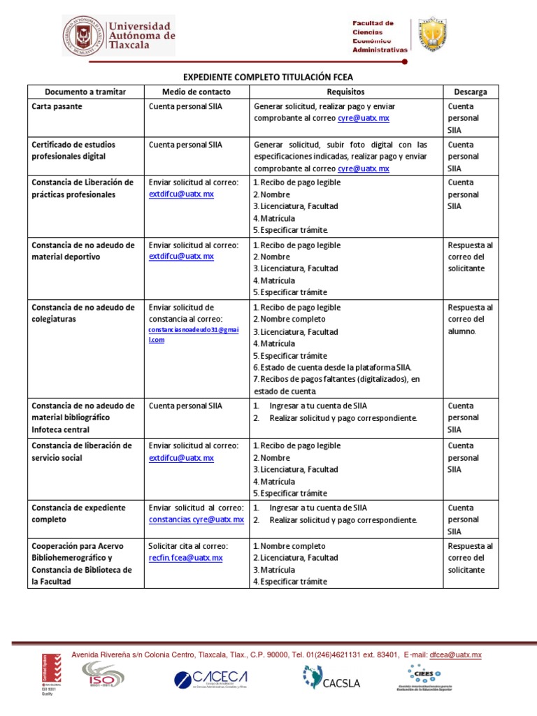 Requisitos Titulación FCEA UATx | PDF