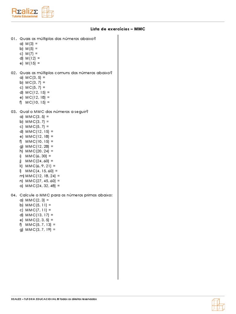 Lista de Exercicios MMC | PDF