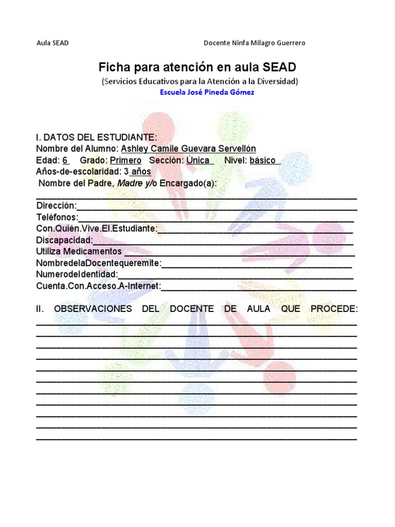 Ficha SEAD 2023 | PDF | Salón de clases | Aprendizaje