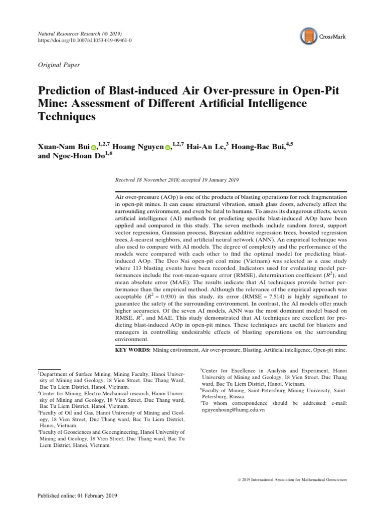 Prediction of Blast Induced AOP in OC Mine Assessment of Diff AI Techniques | Download Free PDF ...
