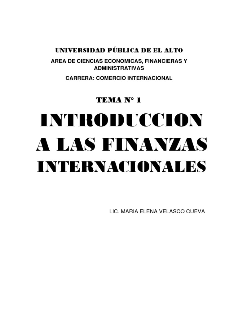 Tema 1 Finanzas Internacionales | PDF