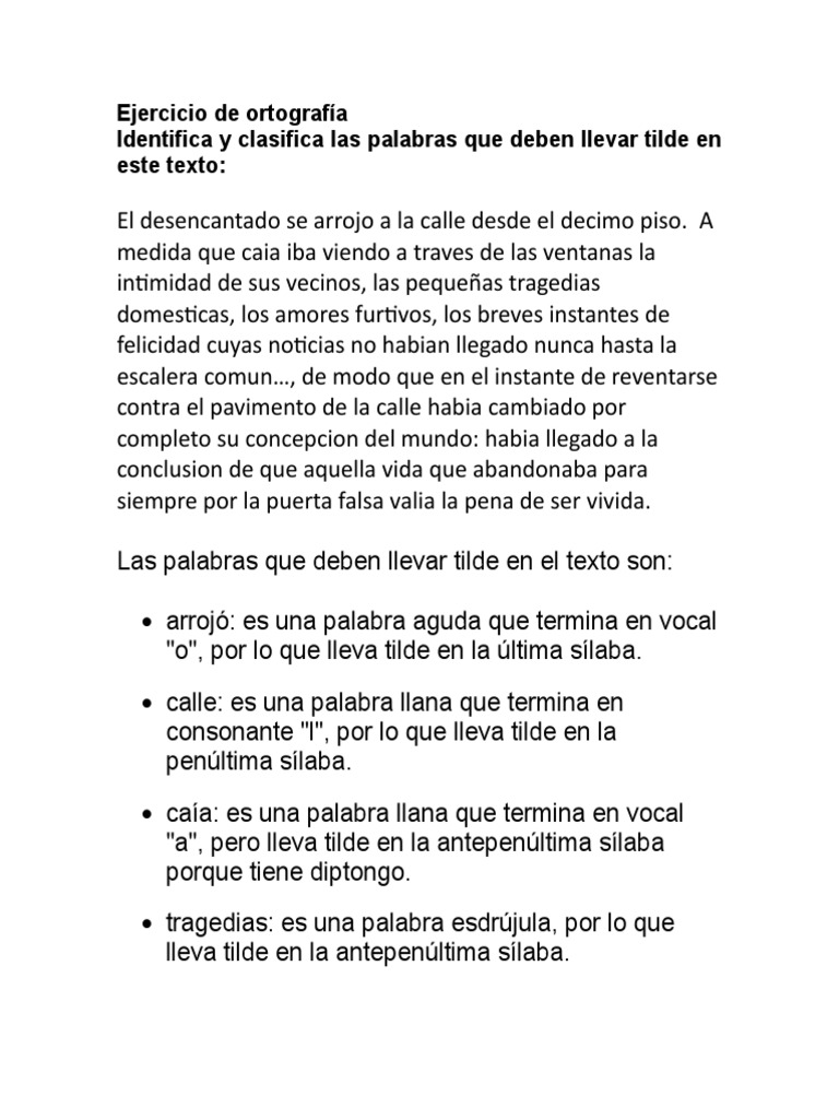 Ejercicio de Ortografía Identifica y Clasifica Las Palabras Que Deben ...