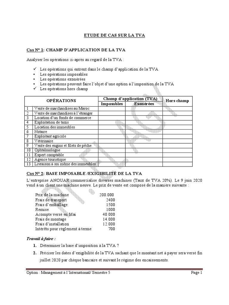 Etude de Cas TVA | PDF