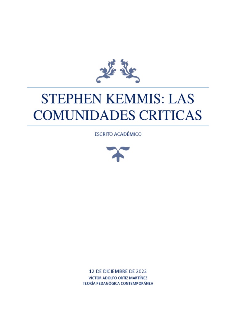 Stephen Kemmis | PDF | Investigación para la Acción | Maestros