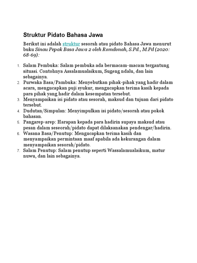 Struktur Pidato Bahasa Jawa | PDF