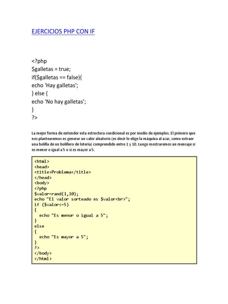 Ejercicios PHP Con If | PDF
