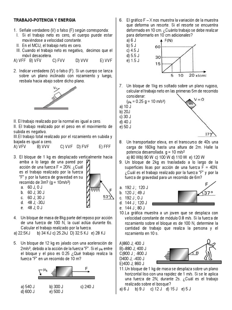 Trabajo Potencia y Energia | PDF