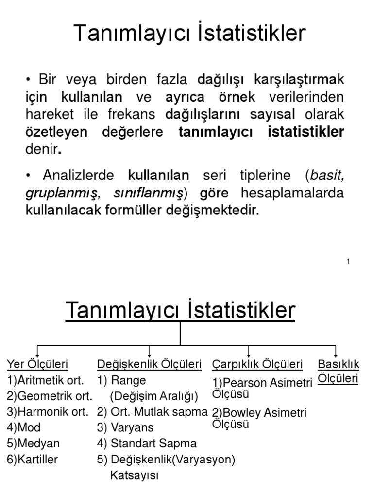 2 Tanimlayici Istatistikler-Yer Olculeri | PDF