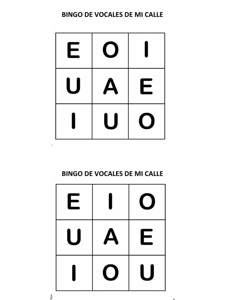 Bingo de Vocales para Imprimir | PDF