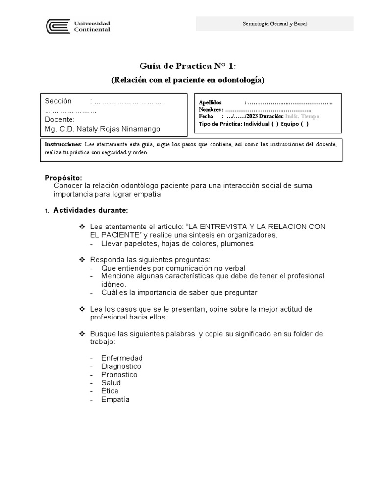 Guia Practica N 1 | PDF | Relaciones personales, crianza y desarrollo personal
