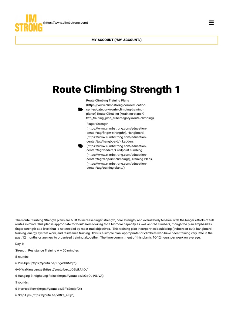 Route Climbing Strength 1: My Account (/My-Account/) | PDF | Kettlebell ...