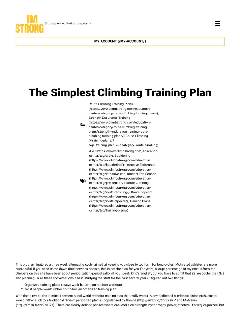 The Simplest Climbing Training Plan: My Account (/My-Account/) | PDF ...