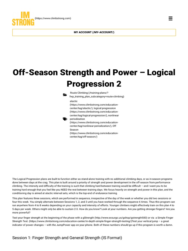 Off-Season Strength and Power - Logical Progression 2: Session 1 ...