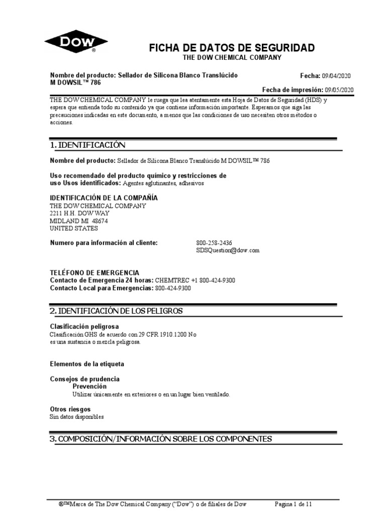Ficha de Datos de Seguridad: 1. Identificación | PDF | Toxicidad | Agua