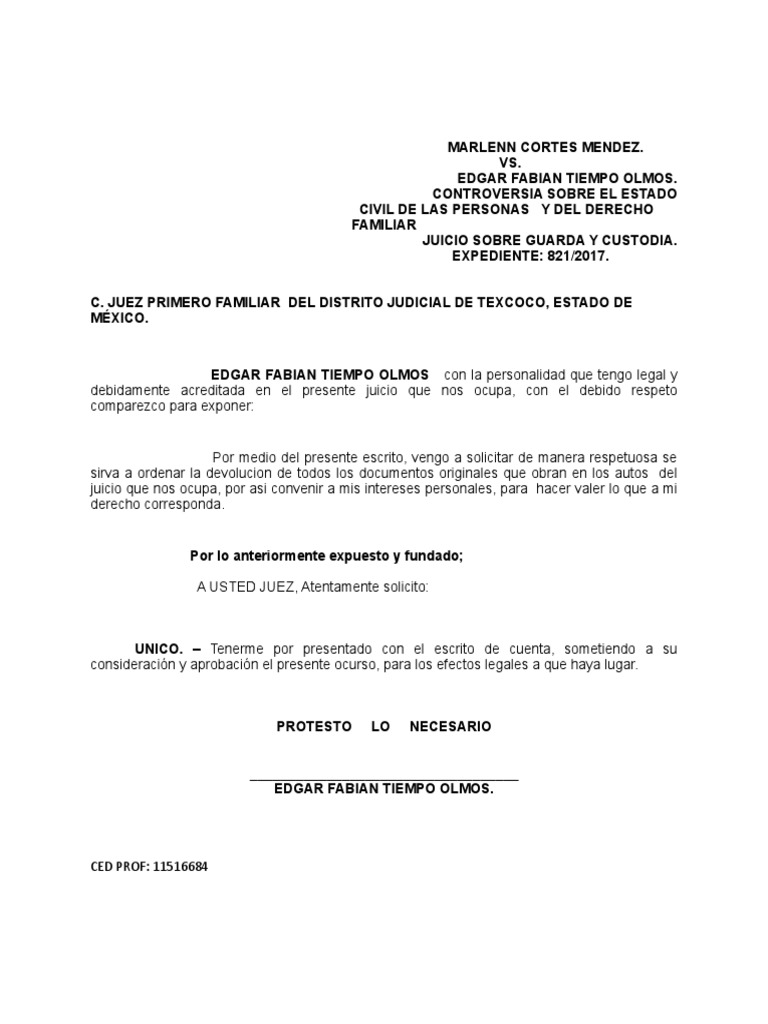 Solicitud de Documentos Originales Edgar | PDF