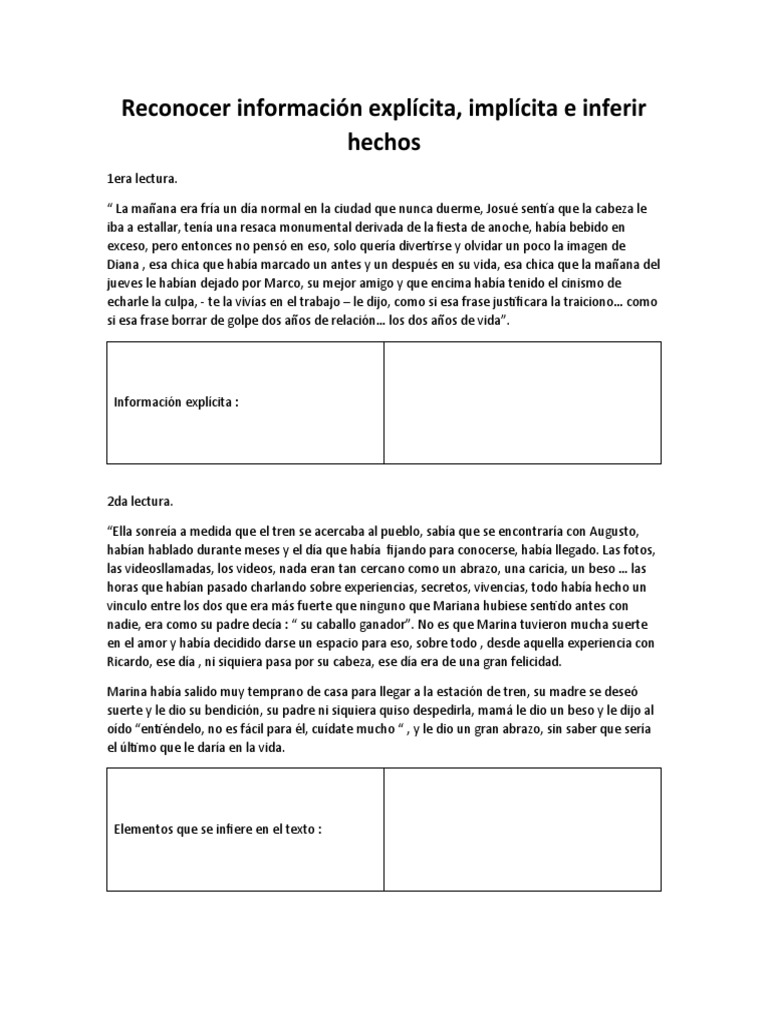 Reconocer información explícita | PDF