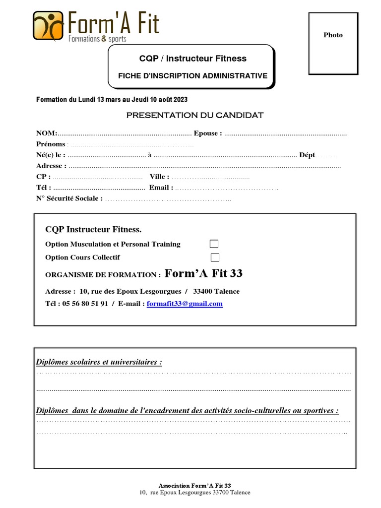 Inscription CQP If Mars | PDF