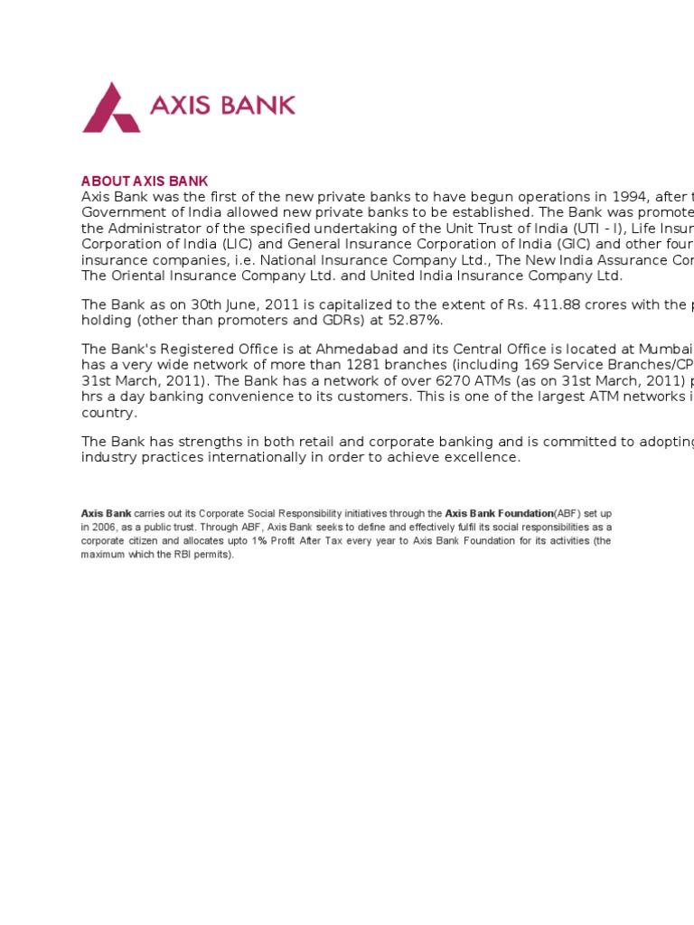 An Overview of Axis Bank: Its History, Operations, Corporate Social ...