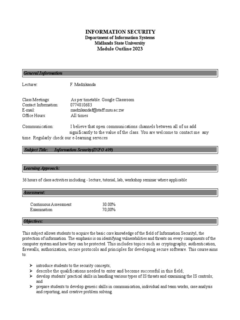 An In-Depth Look at the Information Security Module Outline for ...