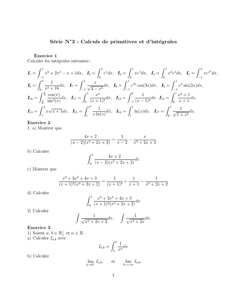 Intégrales et Calculs de Primitives | PDF | Analyse mathématique