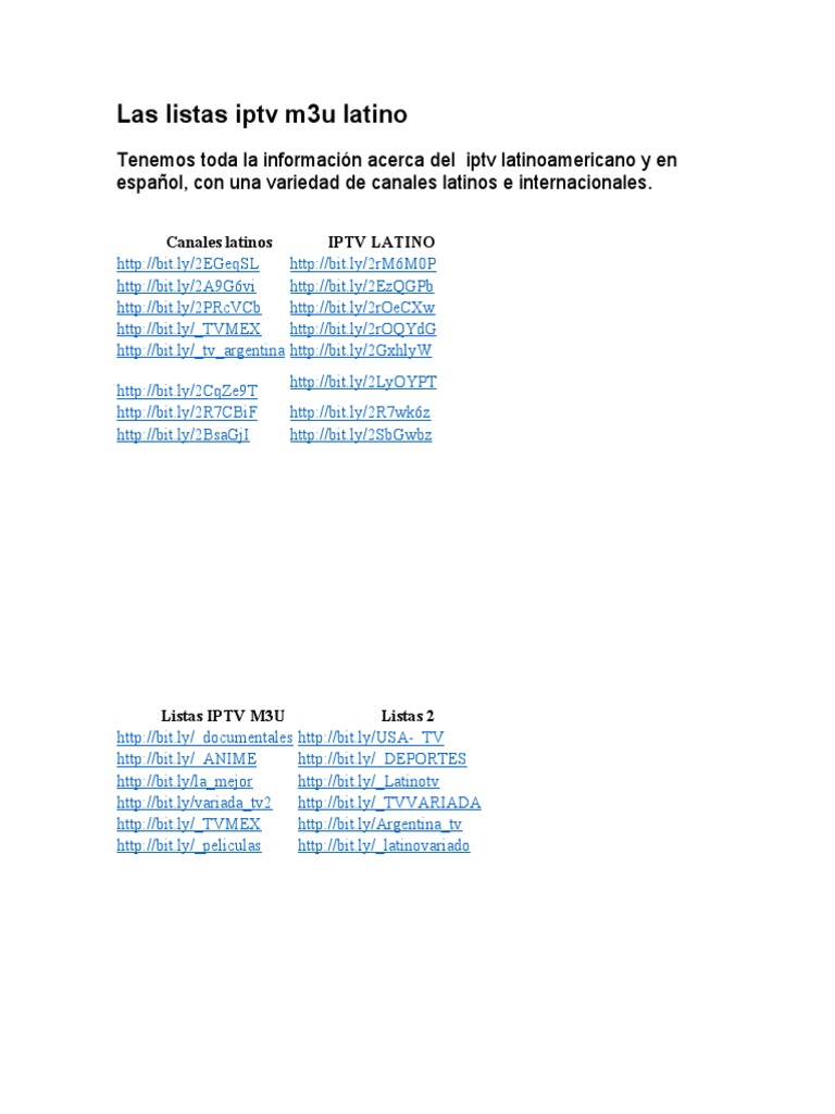 Las Listas Iptv M3u Latino | PDF