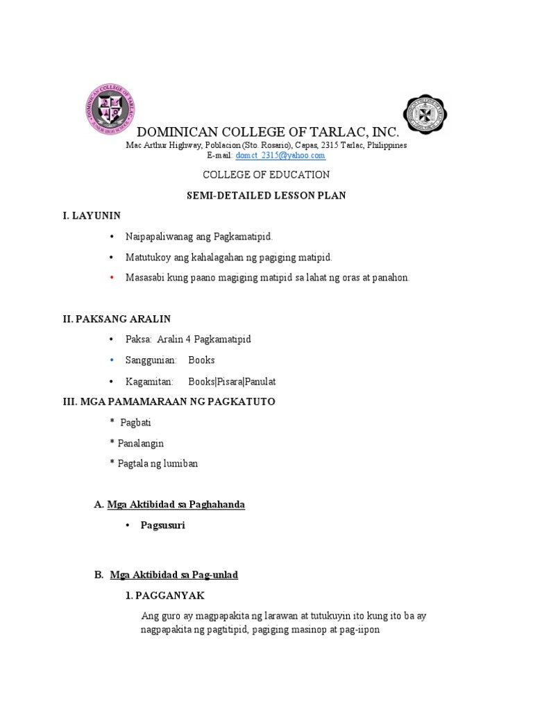 Semi Detailed Lesson Plan DALOY 2 ARALIN 4 KARIS TURTOGO 4C | PDF