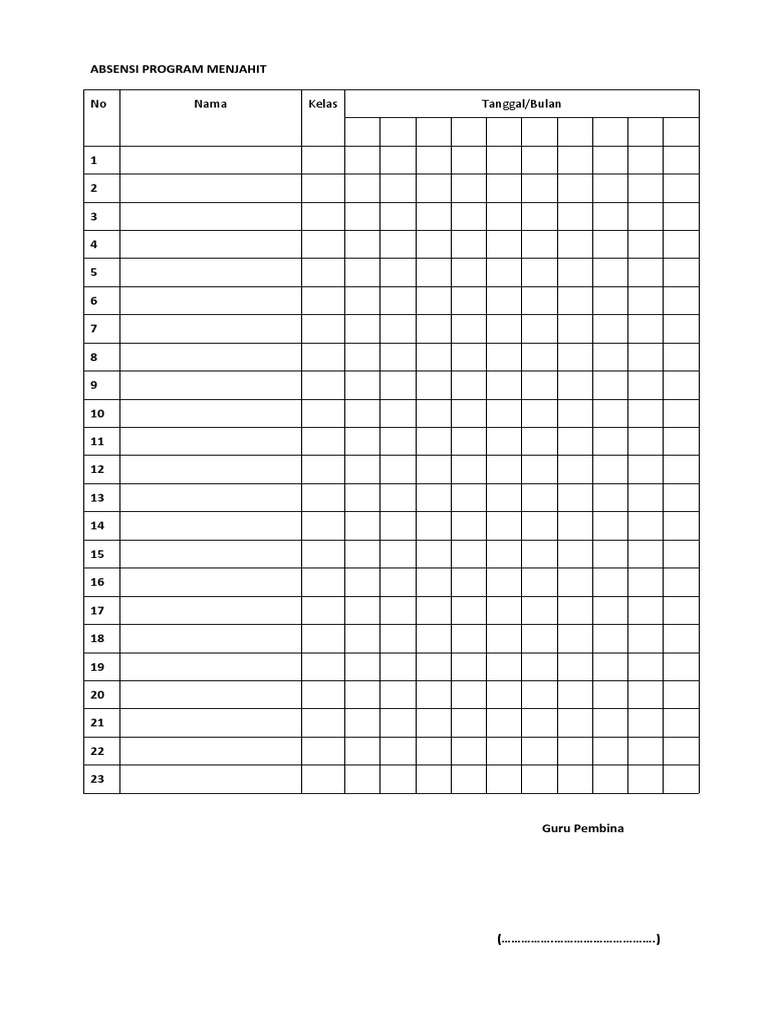 Absensi Program2 Ekstrakurikuler | PDF | Metode & Bahan Ajar | Seni