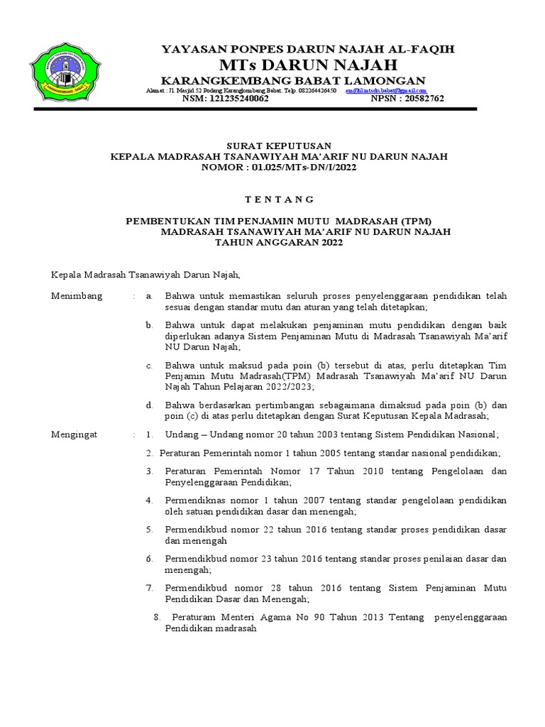 Draft SK TPM NEW | PDF