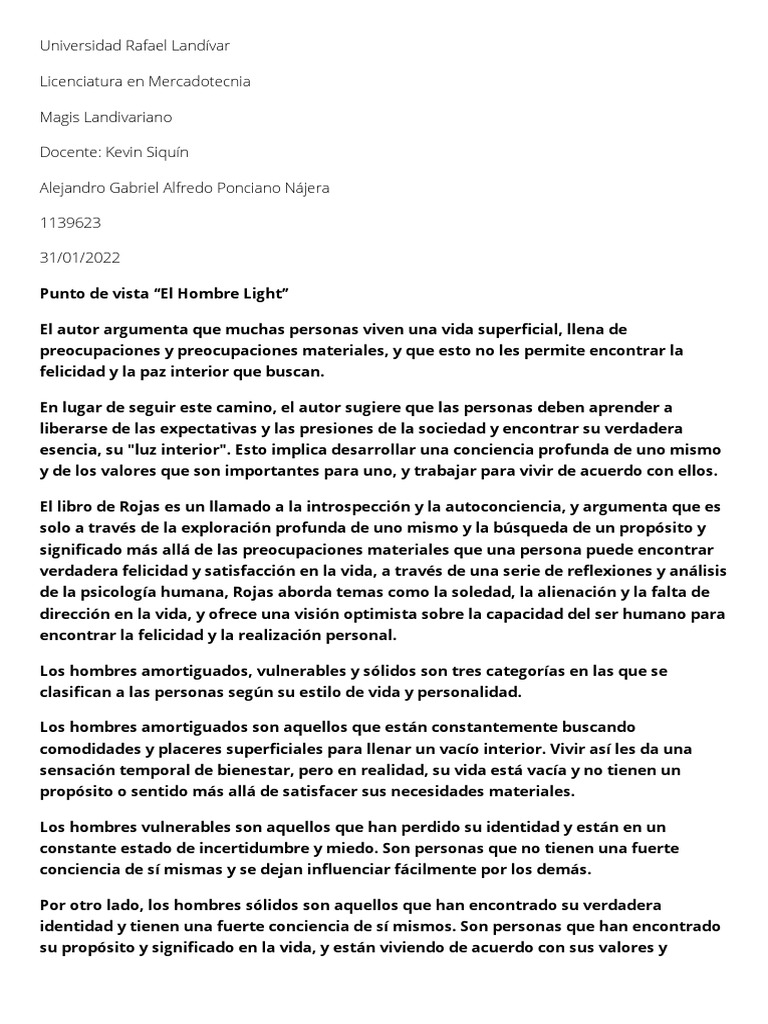 "Hombre Light" - Alejandro Nájera | PDF | Felicidad | Bienestar
