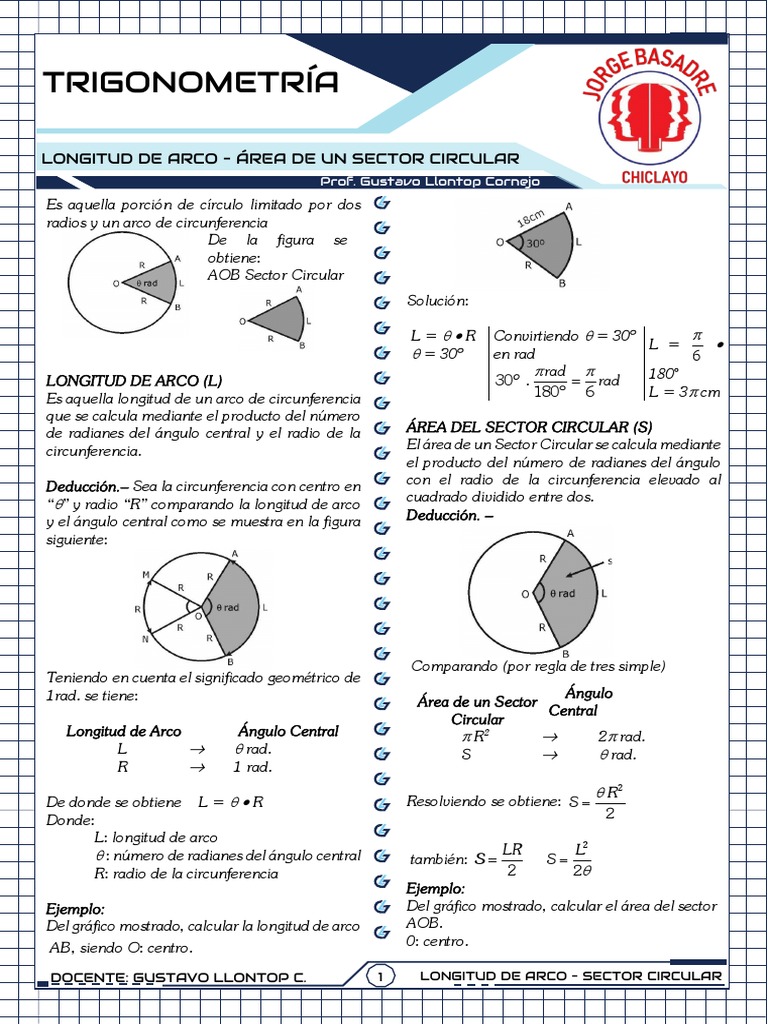 Longitud de Arco Area de Un Sector Circular | PDF | Objetos geométricos ...