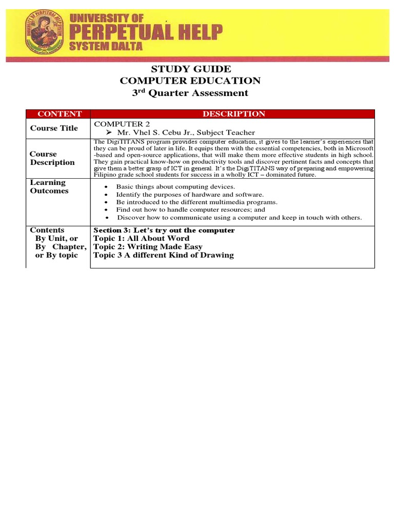 3rd Quarter Study Guide Com2 | PDF | Graphical User Interfaces ...