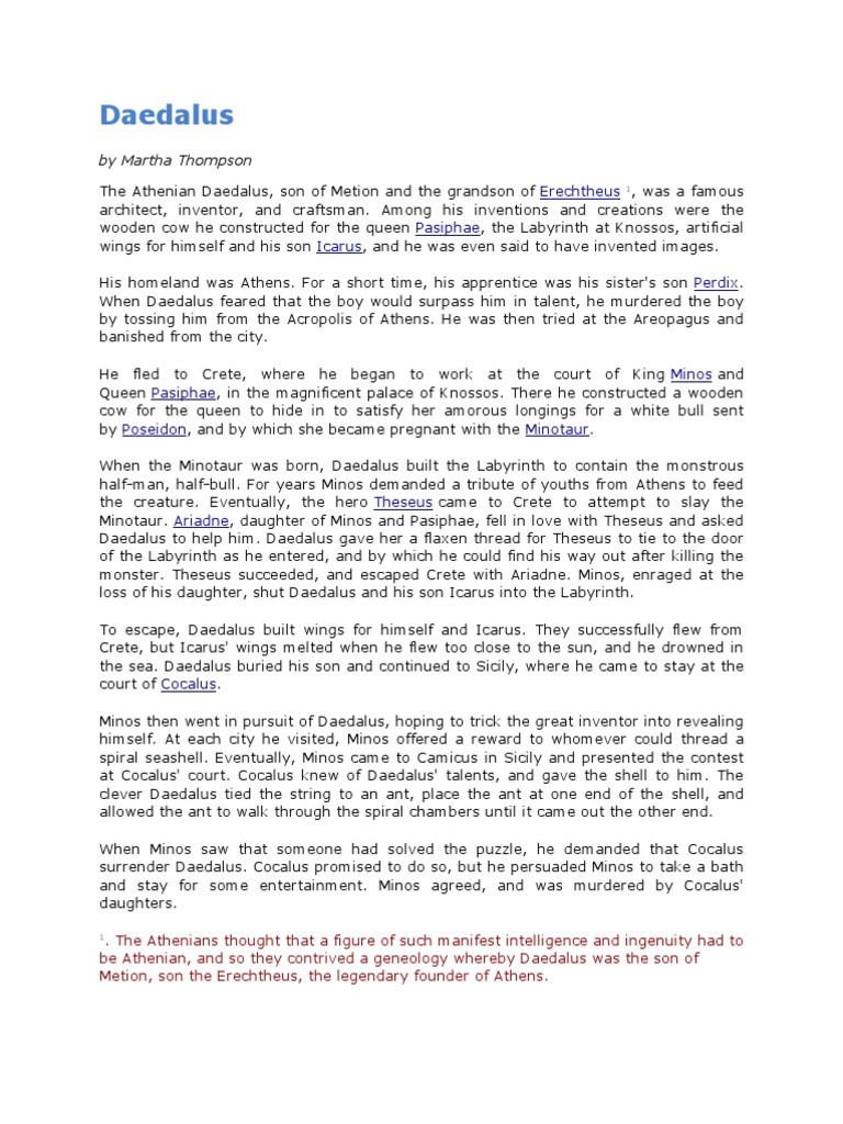 Mythical Architect Daedalus | PDF | Minotaur | Mythological Royalty