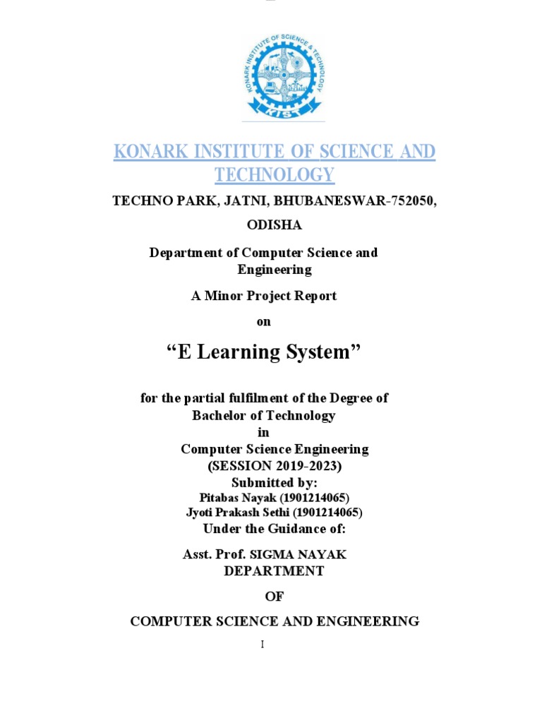 E Learning Website Project Report | PDF | Educational Technology | Html