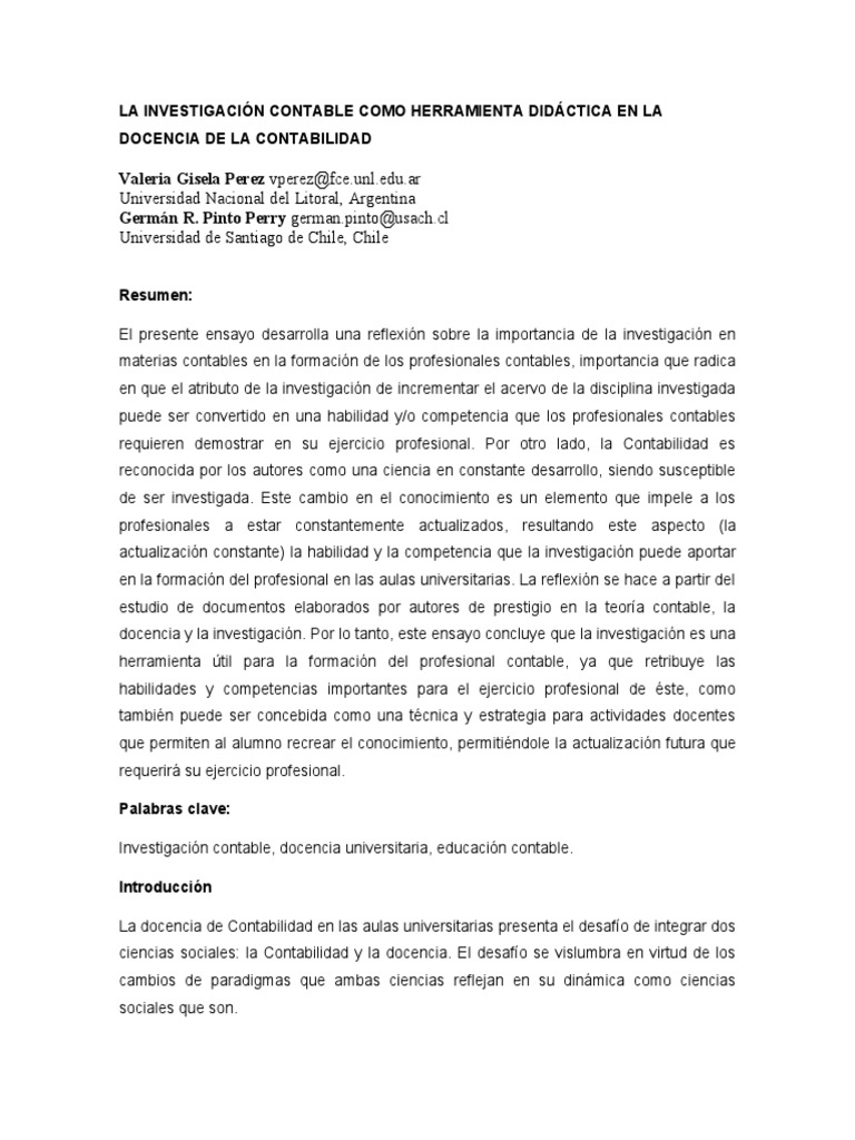 La Investigación Contable Como Herramienta Didáctica en La Docencia de ...