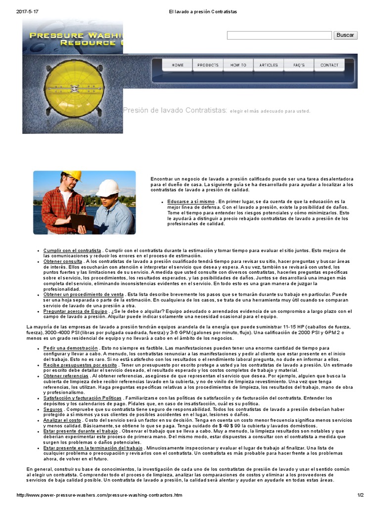 El Lavado A Presión Contratistas | PDF