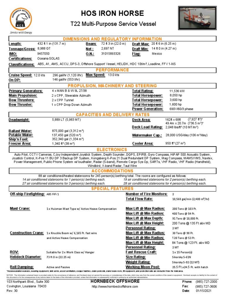 Hos Iron Horse Hos Iron Horse: T22 Multi-Purpose Service Vessel | PDF