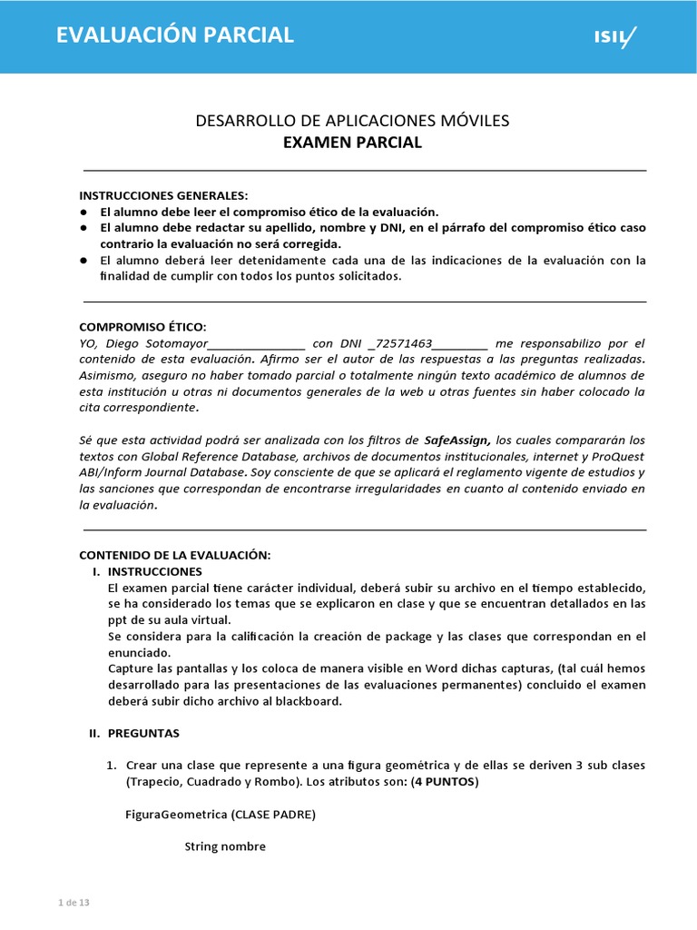 1546 - Examen Parcial | PDF | Java (lenguaje de programación) | Informática